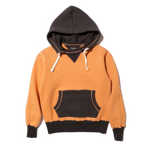 COLIMBO/コリンボ Buzzard’s Roost Sweat Parka a =Two Tone= Orange×S.Black稀少な”吊り編み機”で編み上げられたベビーウエイト裏毛ボディを使った、後つけタイプのパーカー。ベビーウエ...