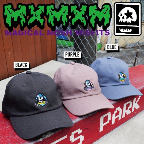 ■カラー：BLACKPURPLEBLUE■サイズ： FREE--------------------男女問わずコーディネートしやすいコットンツイルキャップに、MxMxMドクロがひょっこり顔を出す、遊び心あるデザインがアクセント。