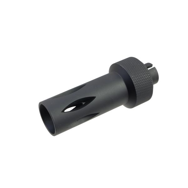 【MP5シリーズ対応】Classic Army製MP5に適合する大型フラッシュハイダーで、外観を力強くアップグレード！【高耐久スチール製】強度と耐摩耗性に優れたスチール素材を採用し、長期使用でも安心の耐久性！【ラージサイズデザイン】小型モデ...