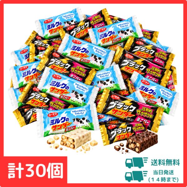 ブラックサンダーの鉄板フレーバー2種類が夢のコラボレーション！王道の「ブラックサンダー」と、コク深い「ミルクのサンダー」を、各15本ずつ【 合計30本 】の贅沢な食べ比べセットにしてお届けします。【セット内容】・ブラックサンダー ミニバー ...
