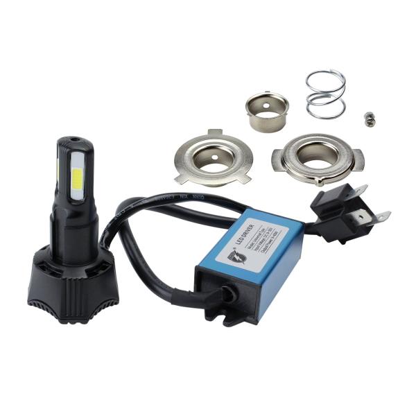 【交流対応】バイク用 LEDヘッドライトキット4400lmの明るさをもち、6500Kの純白光を放つ交流対応のバイク用LEDヘッドライトキットです。COB LEDを4面全周に配置することで、360°にムラのない光を前方に届けます。放熱ファンに...