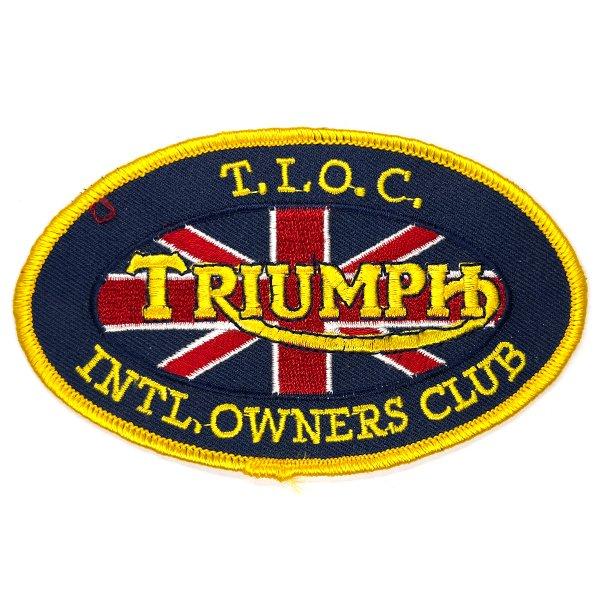 「T.I.O.C. TRIUMPH INTL, OWNERS CLUB」トライアンフ オーナーズクラブのビンテージパッチです。トライアンフ（Triumph ）は、イギリスを拠点とするオートバイ製造販売会社、およびそのブランドである。現存する...