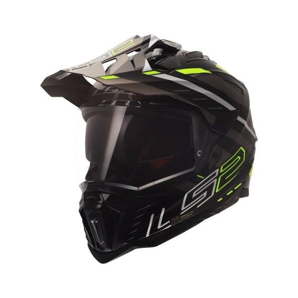 LS2 エルエスツー ヘルメット EXPLORER PLUS F ブラック イエロー チタニウム XL (60-61cm) 467017154XL