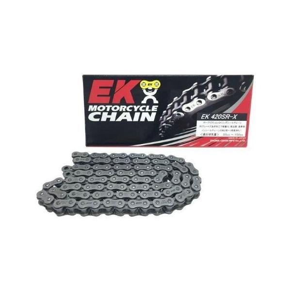江沼チェーン EK チェーン/サイズ : 420SR-X/リンク数 : 110/付属ジョイント : SKJ/ジョイントタイプ : 圧入クリップ/カラー : スチール/420SR-110