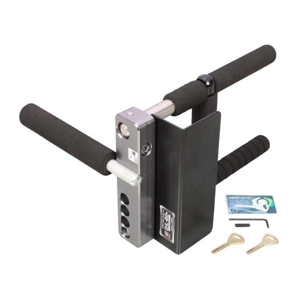 従来モデルSHL-02＋をベースに、ロックシャフトには太さΦ25硬質ステンレス合金鋼を採用し、切断耐性をさらに強化。防犯性能・外観をワンランク上に進化させたプレミアム仕様のハンドルロック。世界的キーブランドABLOY SENTRYを採用。「...