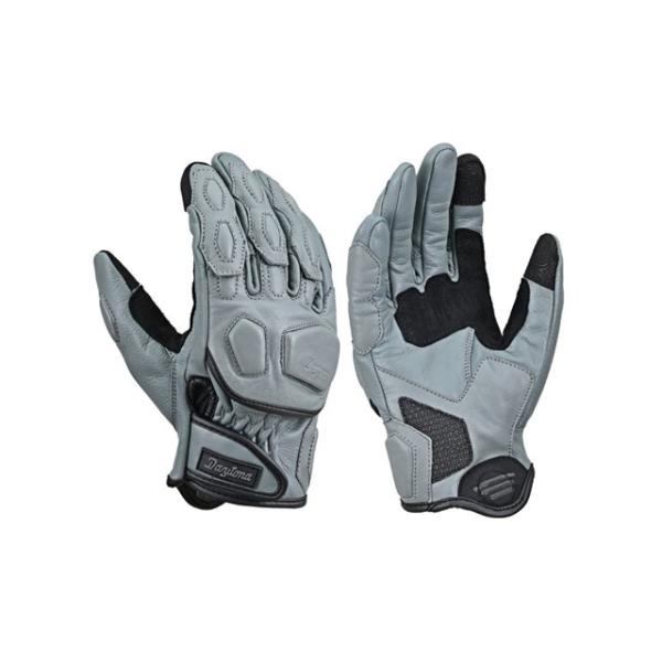 DAYTONA デイトナ 冬夏秋春 革(ヤギ革＋牛革) ソフトプロテクター スマホ対応 操作性重視 握り心地 ライアードレザーグローブ DG-026 グレー Lサイズ 62962