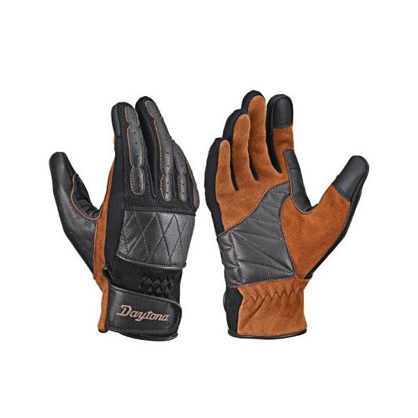 デイトナ Daytona バイク グローブ 夏 メッシュ 革(ヤギ革) スマホ対応 カフェメッシュグローブ HBG-065 ブラウン Sサイズ  63788