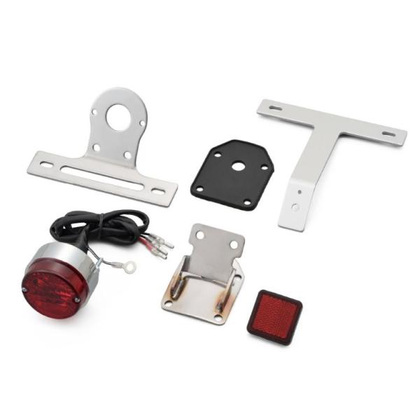 丸形小型テールランプ。小型テールランプをすっきり＆ボルトオン装着できます。ステンレスベースを採用し、ラバーマウントで取り付け可能。車検対応の型式認定リフレクターキット付属しています。「適合車種」SR400/500(78-08)SR400(1...