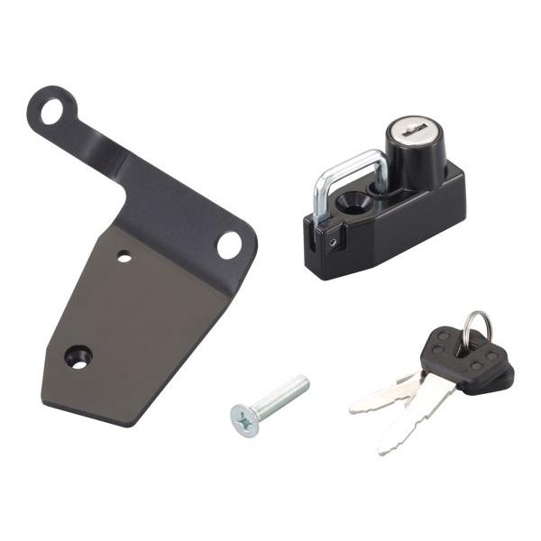 ☆メーカー：キタコ(Kitaco)☆〇仕様：ブラック○ボルトオン○キー2ヶ付属○プレート：スチール製/ブラック○装着箇所：タンデムステップ部日常の使い勝手を向上させるヘルメットロックです。※ヘルメットを掛けたまま走行しないでください。【適合...