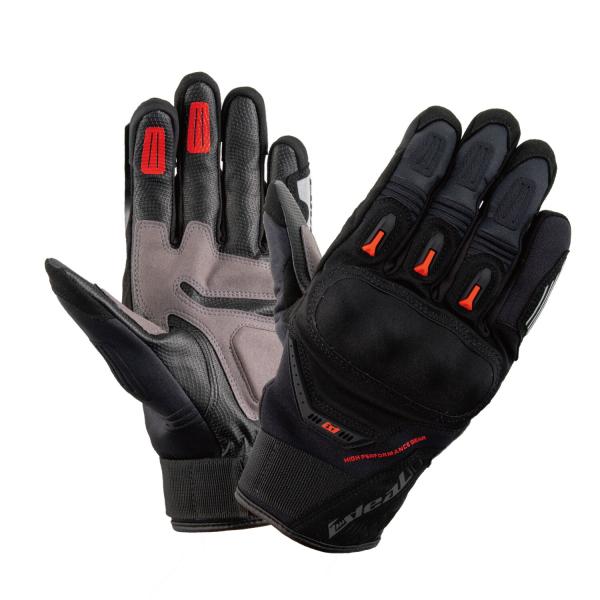 IDEAL初の本格レイングローブ。見た目はシンプルなオートバイグローブですが、ストレッチ性のある防水、防風、透湿フィルムを搭載した3レイヤーの高機能モデルです。手の甲にはインナータイプのナックルプロテクター、掌側にはクッション性に優れたウレ...