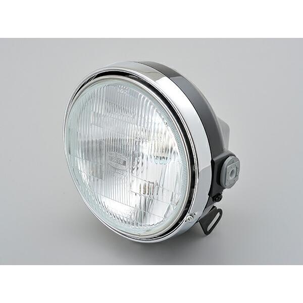 バルブ付きの汎用ヘッドライト単体売り。ライト取付穴径M8×P1.25。H4バルブ（12V60/55W）、ポジション球（12V 3.4W）付属。※カラーはリム/ハウジングで表示。レンズ径φ153※ポジション球（12V3.4W）補修用バルブ（H...