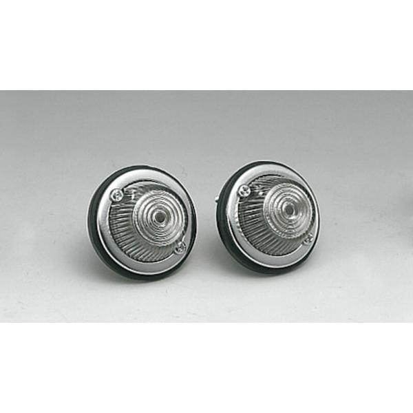 直接カウルへ装着するタイプのウインカーです。【サイズ】φ43×22mm【色（リング/レンズ）】クローム/クリア【付属バルブ】G14:12V10W