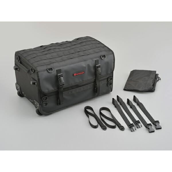 旅行、ツーリング、キャンプなど多彩なシーンにバイクを降りた際、大荷物をスマートに運べるキャスター付きタイプ最長53cmの荷物が収納でき、キャンプツーリングでも大活躍。