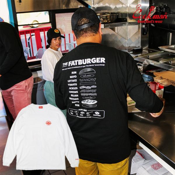 ■メーカー/ブランド：COOKMAN■素材：綿:100%■サイズ：M,L,XL■カラー：ブラック(18)／ホワイト(10)FAT BURGERとCookmanのスペシャルコラボレーション1952年にロサンゼルスで最初の店舗がオープンしたFA...