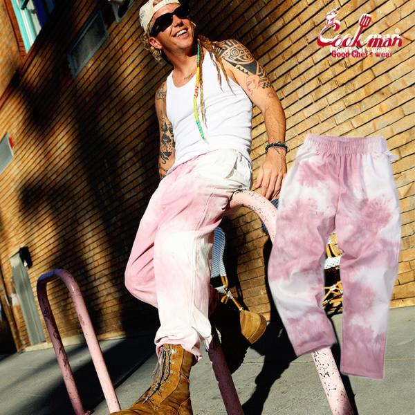 ■メーカー/ブランド：COOKMAN■素材：綿:100%■デザイン／カラー：カベルネ　タイダイChef Pants腰周りがゆったりしていて、ウエストは幅広のゴムが使用されているので、リラックスした着用感を実現。裾にかけてテーパードがかかって...