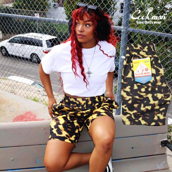 ■メーカー/ブランド：COOKMAN■素材：綿:100%■カラー：トータスシェルChef Pants Short暑いキッチンでも快適に過ごせるChef Pants Short腰周りがゆったりしていて、ウエストは幅広のゴムが使用されているので...