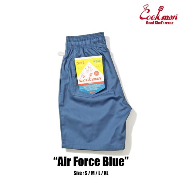 ■メーカー/ブランド：COOKMAN■素材：ポリエステル:65%綿:35%■カラー：エアフォースブルーChef Pants Short暑いキッチンでも快適に過ごせるChef Pants Short腰周りがゆったりしていて、ウエストは幅広のゴ...