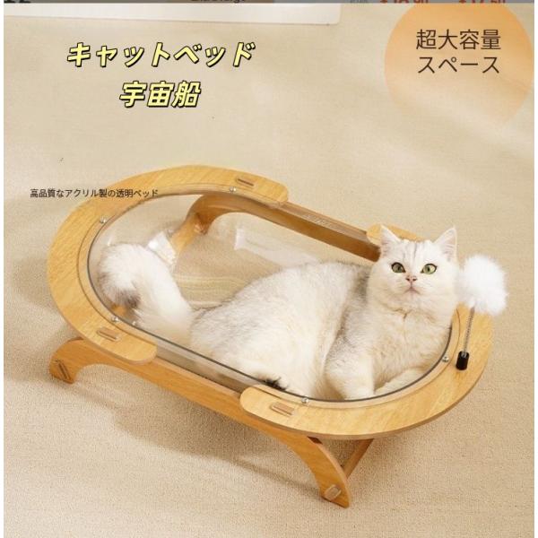 猫 ベッド 木製 宇宙船 猫 ハンモック 透明 大型猫用ベッド 自立式 キャット 寝床品番：banlt185カラー：猫ベッド安全性と環境保護】猫ベッドフレーム 高品質の木材 頑丈で耐久性があり、風通しがよく.素晴らしい仕上がり、表面が滑らか...
