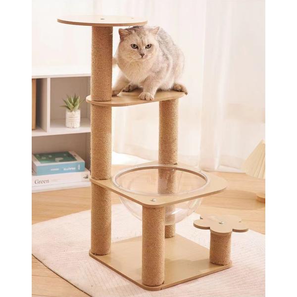 適用対象：子猫から大型猫まで 猫が喜ぶ機能満載：見晴らしのよい高台、大きい隠れ家、爪とぎポール、遊び放題の幅広い台座などを取り付きました。猫ちゃんの遊び場としてピッタリの室内用キャットランドです。