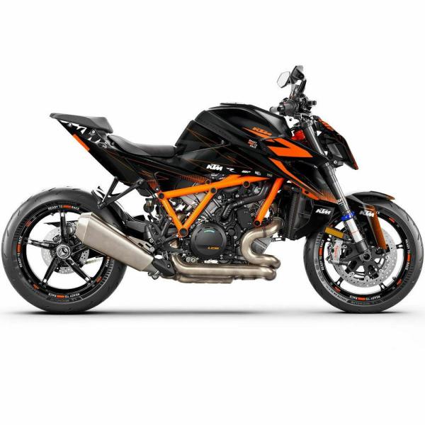 スウェーデンのグラフィックキットメーカーMOTO PRO WORKS製のフルグラフィックキット。厚みのある品質の高い素材を使用しており、傷にも強い商品となります。外観の良さだけではなく、車体本体の保護にも最適です。KTMとの公式ライセンスを...