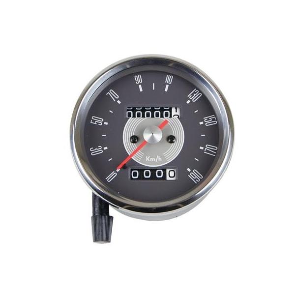【商品説明】ビンテージな雰囲気漂う、スミススタイルの機械式スピードメーター。クラシックなカフェレーサーから、ダートトラックスタイル等に。基本的に国産車用。ギア比1:4サイズ本体径:80mm　リム径:87mm　厚み:55mm　取付けボルトピッ...