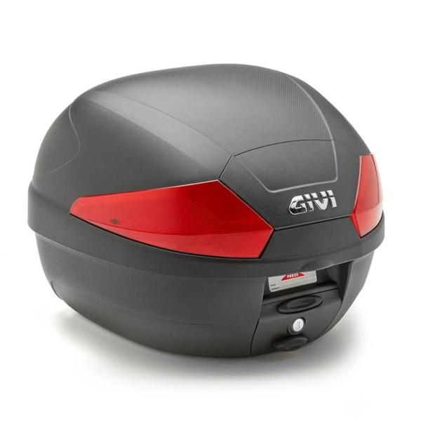 【商品説明】ジビ(GIVI)のモノロックシステム 30L トップケース  「B29N2」スクーター或いは小排気量車向けコンパクトなデザイン容量はジェットヘルメット1個が収納可能な29リットルボディ/リフレクターはブラック/レッドユニバーサル...