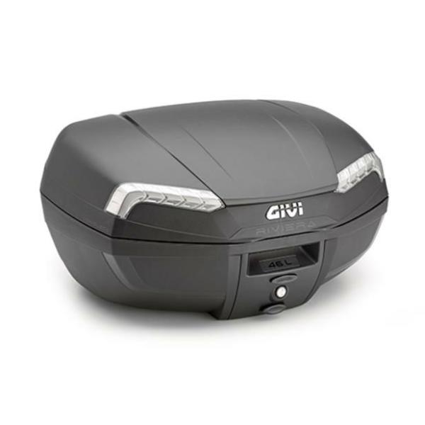【商品説明】ジビ(GIVI)のモノロックシステム 46L トップケース  「テックリビエラ」容量はヘルメット2個が収納可能な46リットルボディ/リフレクターはブラック/スモークユニバーサルマウント（商品コード：Z113C2）がキットに含まれ...