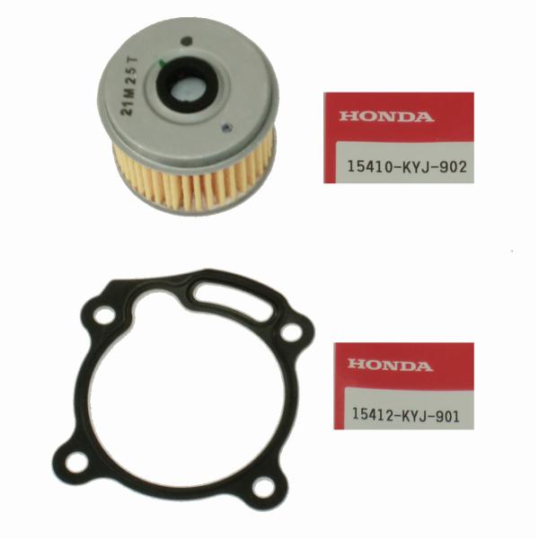 ホンダ純正部品オイルフィルター及びガスケットのセットです。部品番号：15410-KYJ-902[15410-KYJ-901部番統合](フィルター)・15412-KYJ-901(ガスケット)　ホンダ推奨オイル交換時期：初回13000KM・2回...