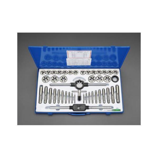 ●メーカー名：エスコ / ESCO●商品名：M 6-M24 タップダイスセット（並目/細目）メーカー品番：EA829VX-2JANコード：4518340525344備考■材質…アロイスチール■中タップ20本、ダイス20個■サイズ…（メトリッ...