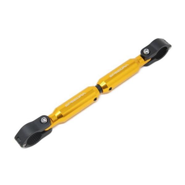 ●メーカー名：SPEEDRA(スピードラ)●商品名：アジャスタブルハンドルブレース 225mm-330mm●クランプ：ブラック センターバー：ゴールドメーカー品番：AHB0102GDJANコード：4580486915754汎用 ■アルミ製に...