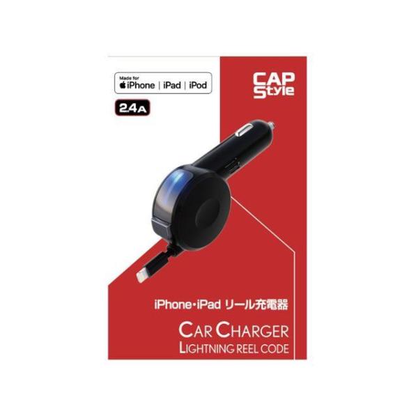 ●メーカー名：CAPS(キャップ)●商品名：iPhone・ipadリール充電器（2.4A出力） ブラックメーカー品番：SC-06JANコード：4580552870314入力電圧：DC12/24V出力電圧・電流：DC5V 2.4A（定格）Li...