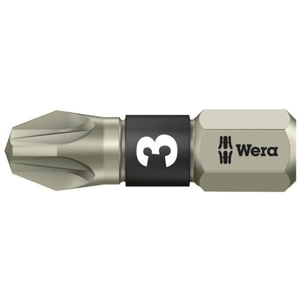 ●メーカー名：ヴェラ / WERA●商品名：071022 ポジドライブネジ用 ステンレス製ドライバービット 差込6.35mm 刃先サイズPZ3 全長25mmメーカー品番：・071022JANコード：4013288111036六角部差込角（i...