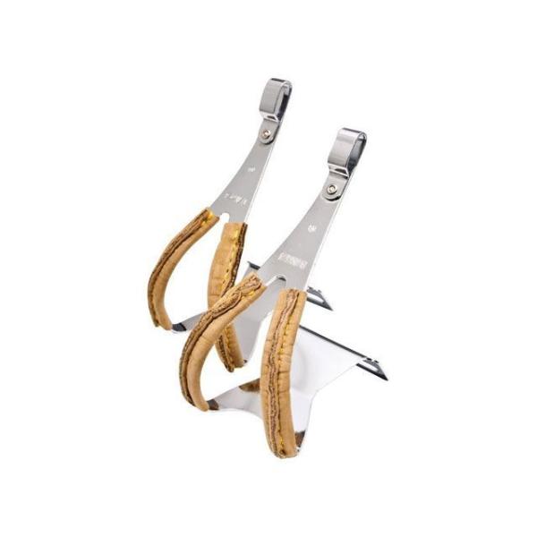 ●メーカー名：三ヶ島（自転車） / MKS(ミカシマ)●商品名：トークリップスチール 皮付 ブラウン Mサイズ 左右ペアJANコード：4560369003518原産国：日本材質：スチール、皮サイズ：M左右セットツーリングやスポーツ走行の定番...