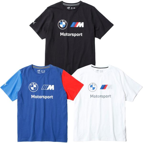 ツーリングカーレースや2輪のモーターサイクルレースを統括する、BMW モータースポーツのロゴがプリントされたプーマオフィシャルのTシャツ。モータースポーツの遺伝子を持つ、Mのロゴがプリントされています。