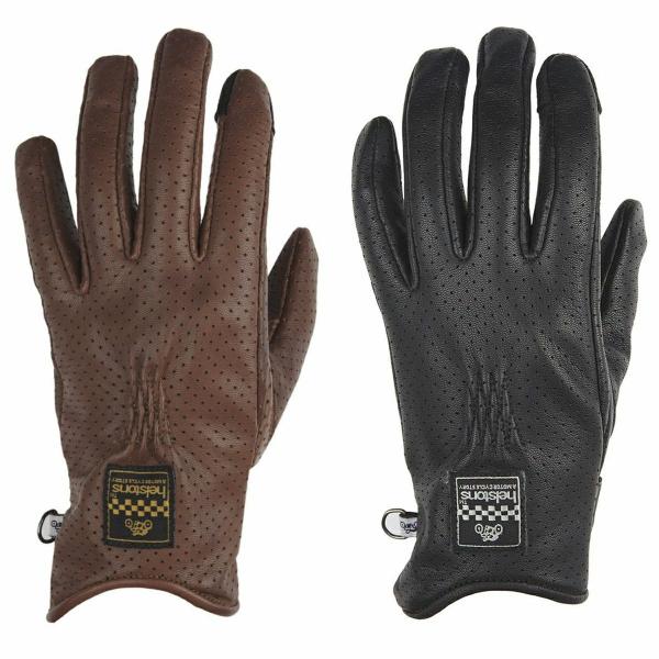 柔軟性と耐久性を兼ね備えたフルグレインゴートを使用したパンチングレザーグローブ。手のひらはデュポンケブラーアラミド繊維配合の素材で更に補強が施され、プロテクターも完備。手首は短めでS字にカットされており、ベルクロで固定するタイプになります。...