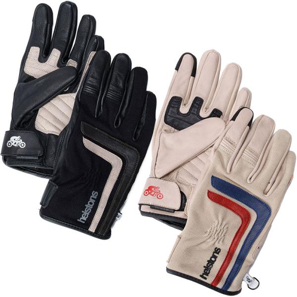 ファブリックとレザーを組み合わせたヘルストン23SSモデル。スマホ対応。手首部はベルクロでしっかり固定できます。