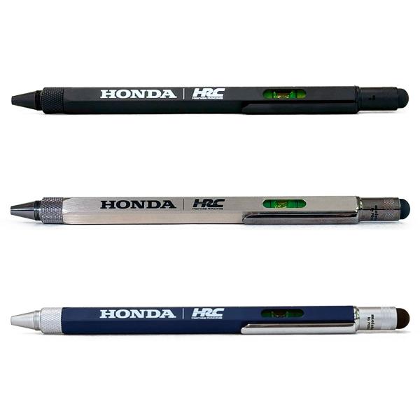 ※本商品は11月1日10時より販売開始予定です重量感のあるしっかりとした真鍮製のボディに、「HONDA｜HRC」のロゴをプリントした、ボールペン、スケール、水平器、ドライバー、スタイラスの5つの機能を備えた多機能ペン。カラーは、ブラック、ガ...