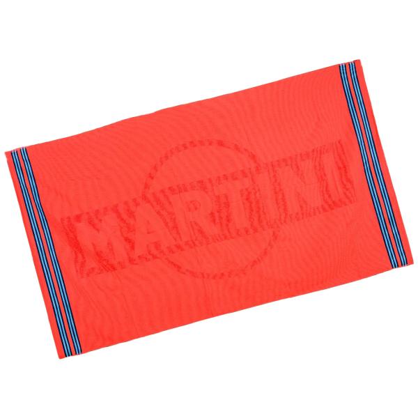 マルティニのオフィシャルビーチタオル。100%のコットン素材を使用したイタリア製の大判タオル。マルティニのストライプと同色でエンボス加工されたマルティニのロゴが印象的です。