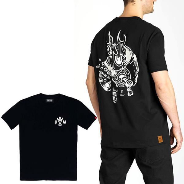 背中にインパクトのあるグラフィックがプリントされたTシャツです。袖口と首はリブになっているのでスッキリとしたシルエット。素材は5.3ozエココットンを採用しており、肌触りも滑らかなので夏のライディングにお勧めのTシャツです。＜検索用 ks4...