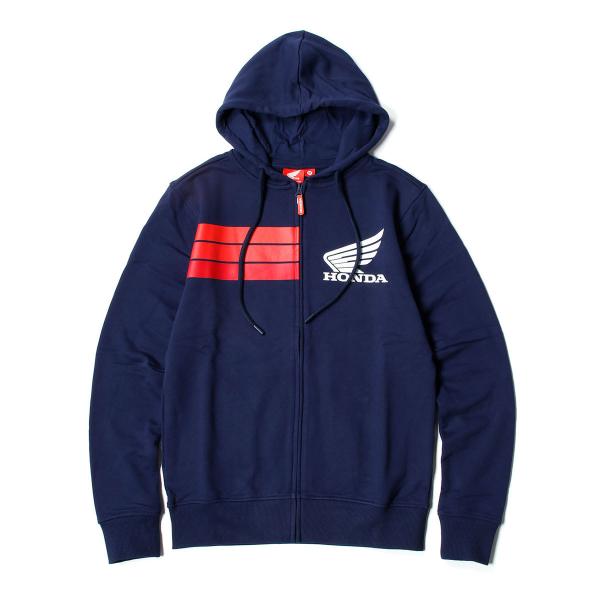 ホンダ HRC コレクションのオフィシャルフードパーカー。ホンダのマークと3本の赤いラインは、HRCのブランドカラーとして定着したトリコロールをイメージさせるデザインに仕上がっており、背中にはHRCのロゴがプリントされています。<検索...