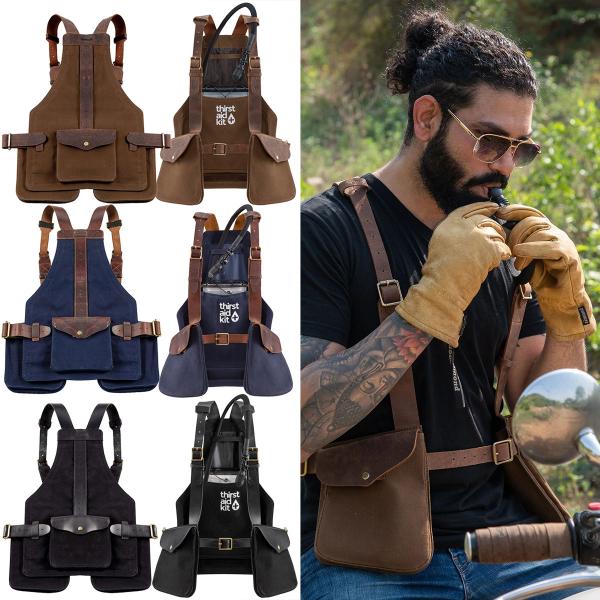 機能性とデザイン性を兼ね備えた、ライダーのためのハイドレーションパック。耐久性に優れたキャンバスとレザーのコンビ仕様で、ライディングジャケットの上から着用でき、体型に合わせてサイズ調整が可能。前面には使いやすいポケットが2つ、背面には大容量...