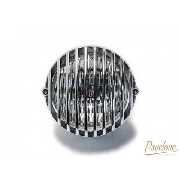 Psyclone アルミ鋳造バードゲージヘッドライトVintage General Electricのレプリカレンズ・H4バルブ仕様です。ブランド:Psyclone適合車種:汎用グリル:アルミ鋳造 バフ仕上げボディー:アルミ鋳造 黒塗装レン...