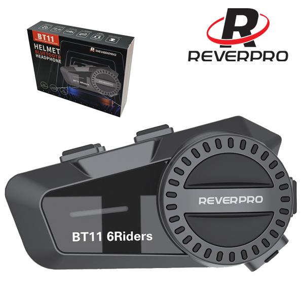 REVERPRO（リヴェルプロ）ブランドの通信機、バイク オートバイ用 Bluetooth通信機 最大6人通話 FM塔載の「BT11」が新発売！！●BT11 特長機能・Bluetooth5.1・最大6人通話機能-グループ接続モード・音楽を2...