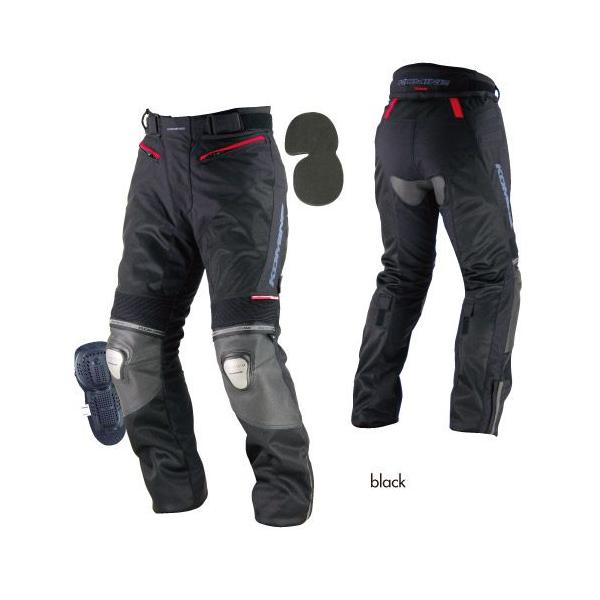 レザーとメッシュのコンビネーションにチタニウムプロテクターを搭載したライディングパンツ！通気性の高いメッシュパネルの面積を大きく設けて快適性を高め、負荷のかかりやすい膝と後股をレザーで補強しています。これまでジャケットの肩・肘に装備していた...