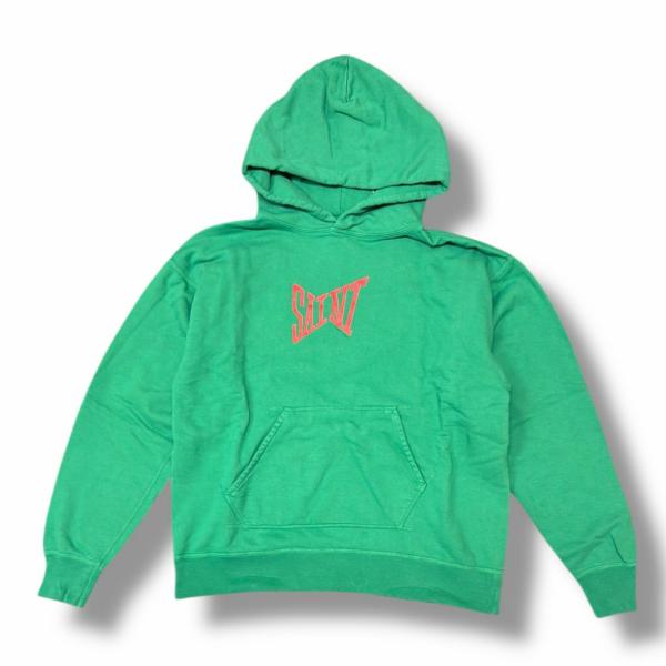 ブランド：SAINT MICHAEL（セントマイケル）商品名：2022SS Logo Hoodie型番：SM-S22-0000-044特徴：フロントロゴプリントカンガルーポケット袖、裾リブ仕様裏起毛カラー：グリーン表記サイズ：XL肩幅：約6...