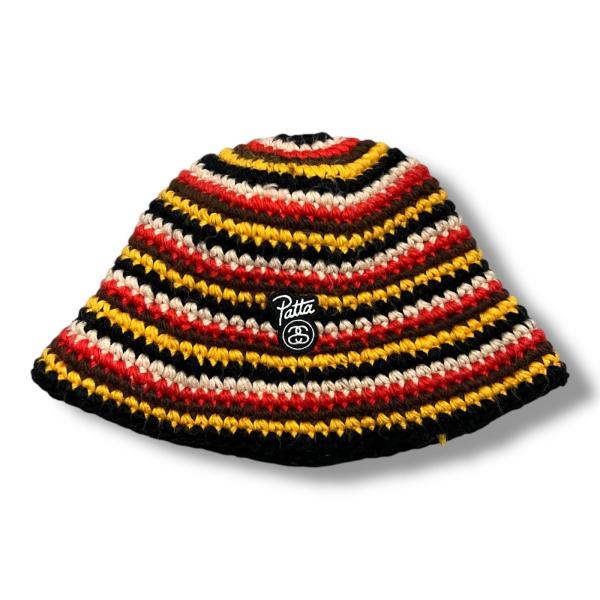 ブランド：STUSSY（ステューシー） × Patta（パタ）商品名：2024SS Striped Knit Bucket特徴：ストライプニットキャップフロントロゴパッチコラボモデル表記サイズ：F高さ：約23cm付属品：　無し商品状態：全体...