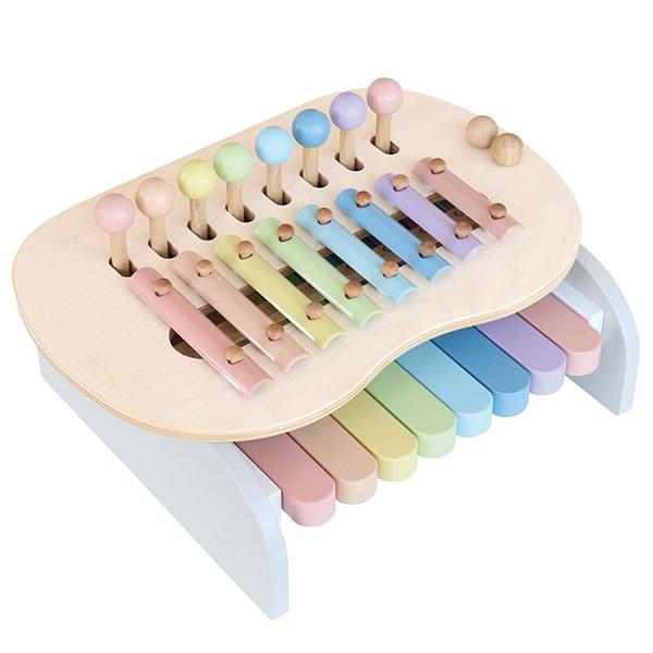 知育玩具 出産祝いに 音が鳴る ピアノ 鉄琴 天然木 音感を育む パステルカラーのMilky Toyシリーズ♪
