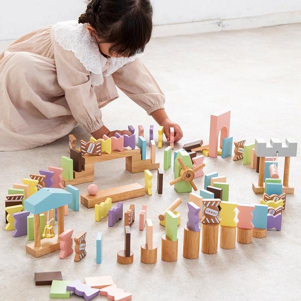 知育玩具 ドミノ クマさん 天然木 積み木 ブロック おままごと パズル♪