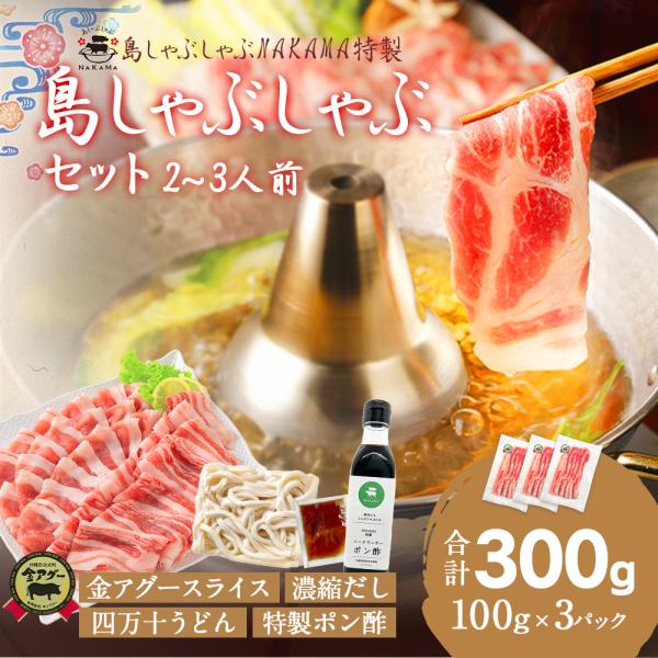 ＝＝セット内容＝＝■金アグー豚スライス　100g×3パック合計300g■選べるしゃぶしゃぶ出汁　出汁50gもしくは濃縮100g4種スープ×1パック■四万十うどん　200g×1玉■シークワーサーポン酢　200ml×1本(直射日光を避け、冷暗所...