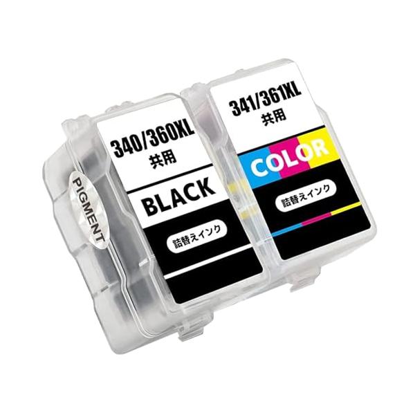 パッケージ内容 キャノンプリンターインクBC-360/BC-340顔料ブラック + BC-341/ BC-361 3色カラー合計2本セット最新互換インクカートリッジ+工具。 本商品単独では動作しません。使用済みの純正インクカートリッジをご用...
